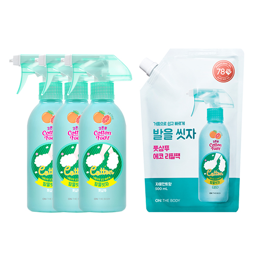 온더바디 코튼풋 발을씻자 풋샴푸 자몽 385ml 3개 + 리필 500ml 1개 | LG생활건강 가족몰