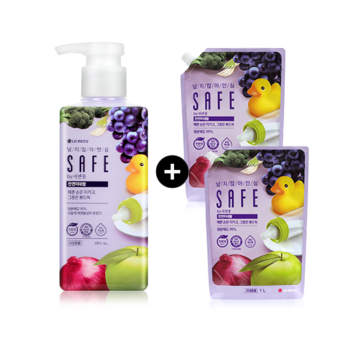 세이프 주방세제 천연미네랄 용기형 385ml + 리필1L X 2개 | LG생활건강 가족몰